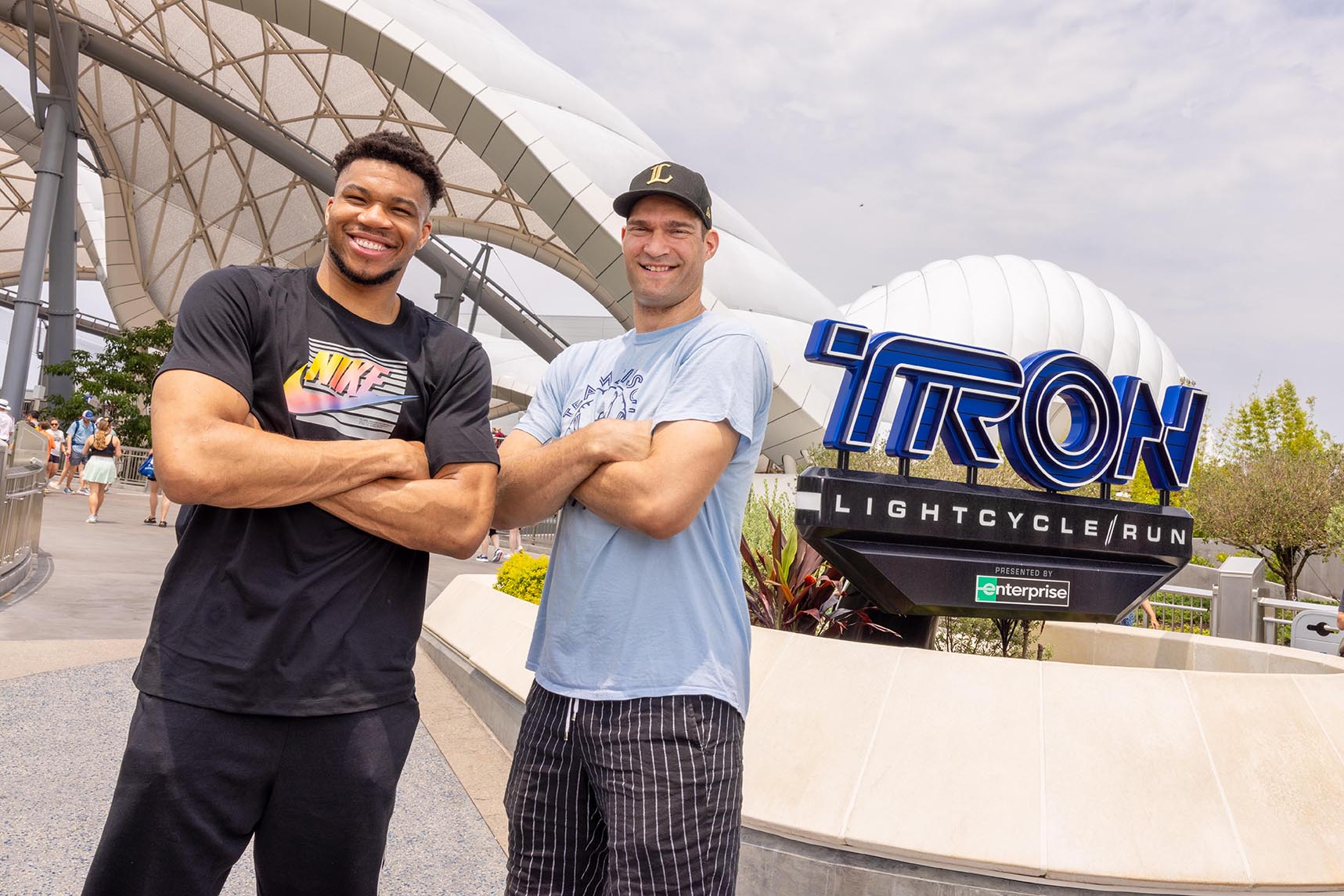 NBA Stars Giannis Antetokounmpo And Brook Lopez Ride TRON Lightcycle ...